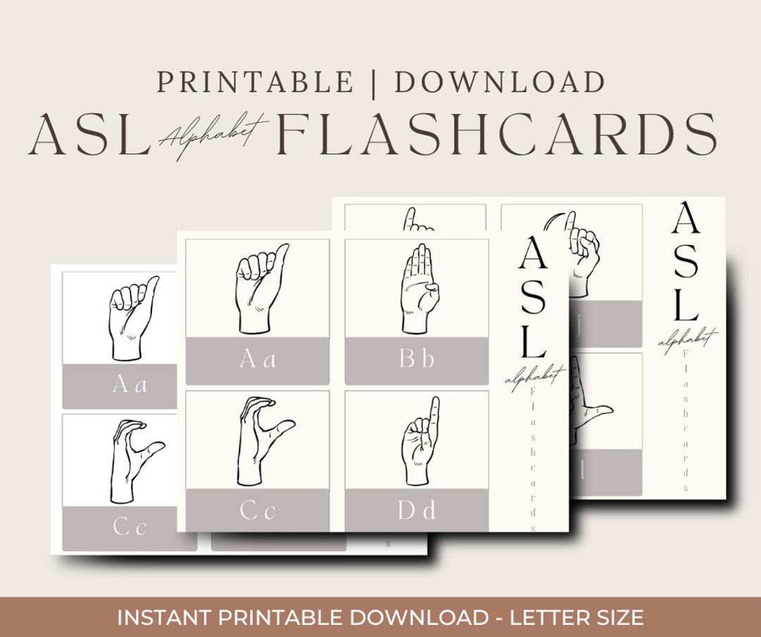 ASL Alphabet Flashcards - INSTANT DOWNLOAD - Printable - Homeschool ...