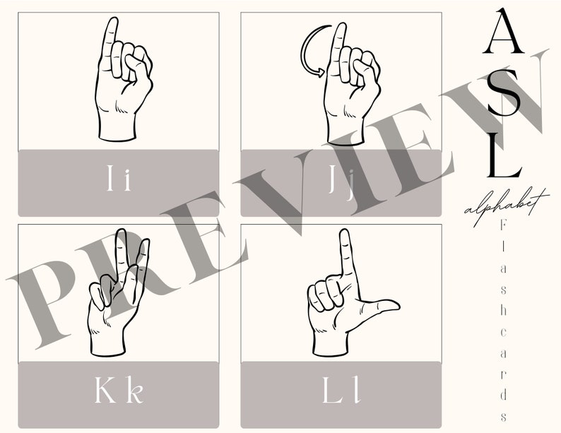 ASL Alphabet Flashcards - INSTANT DOWNLOAD - Printable - Homeschool ...