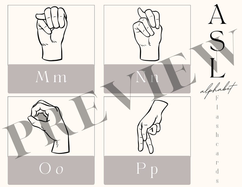 ASL Alphabet Flashcards - INSTANT DOWNLOAD - Printable - Homeschool ...