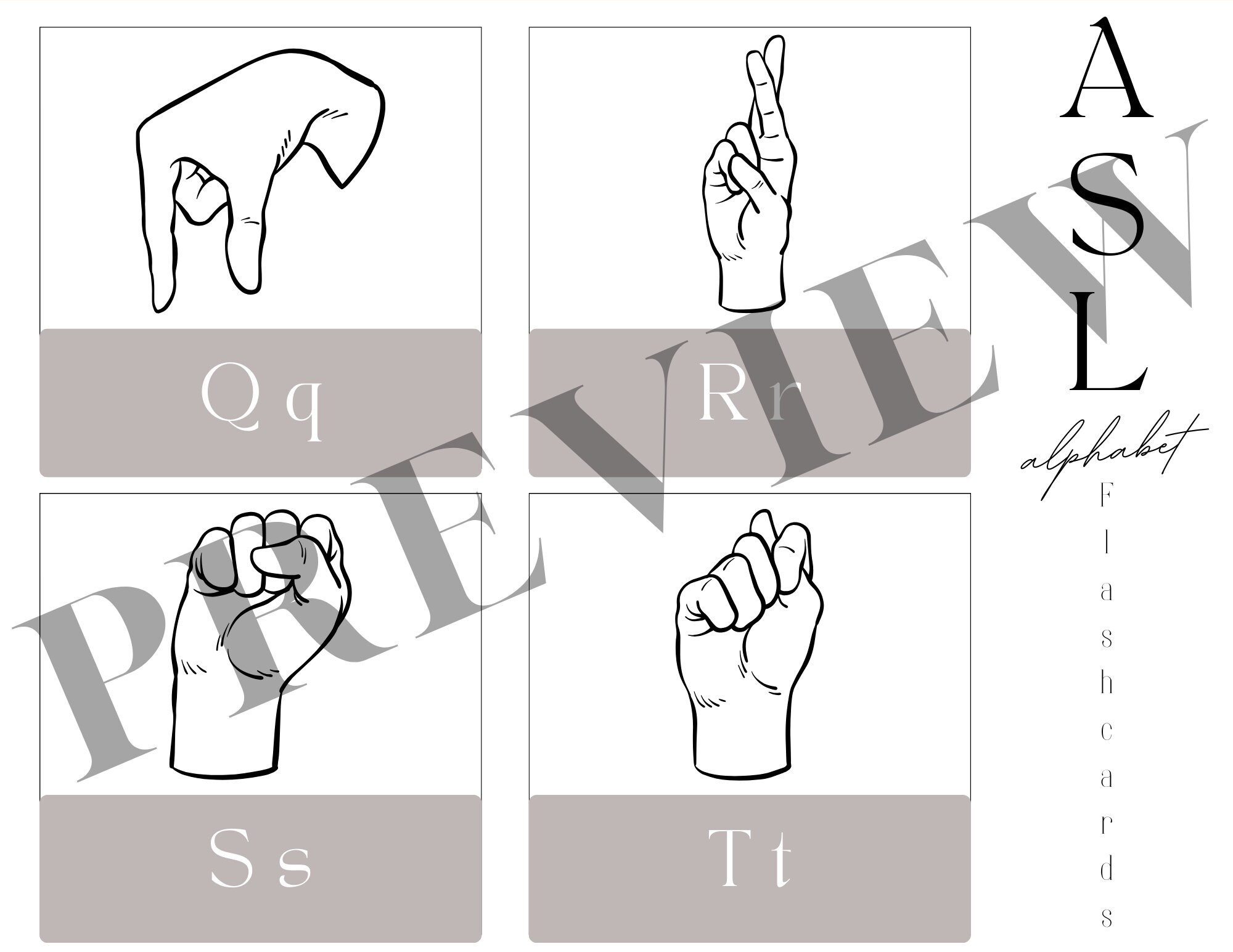ASL Alphabet Flashcards - INSTANT DOWNLOAD - Printable - Homeschool ...