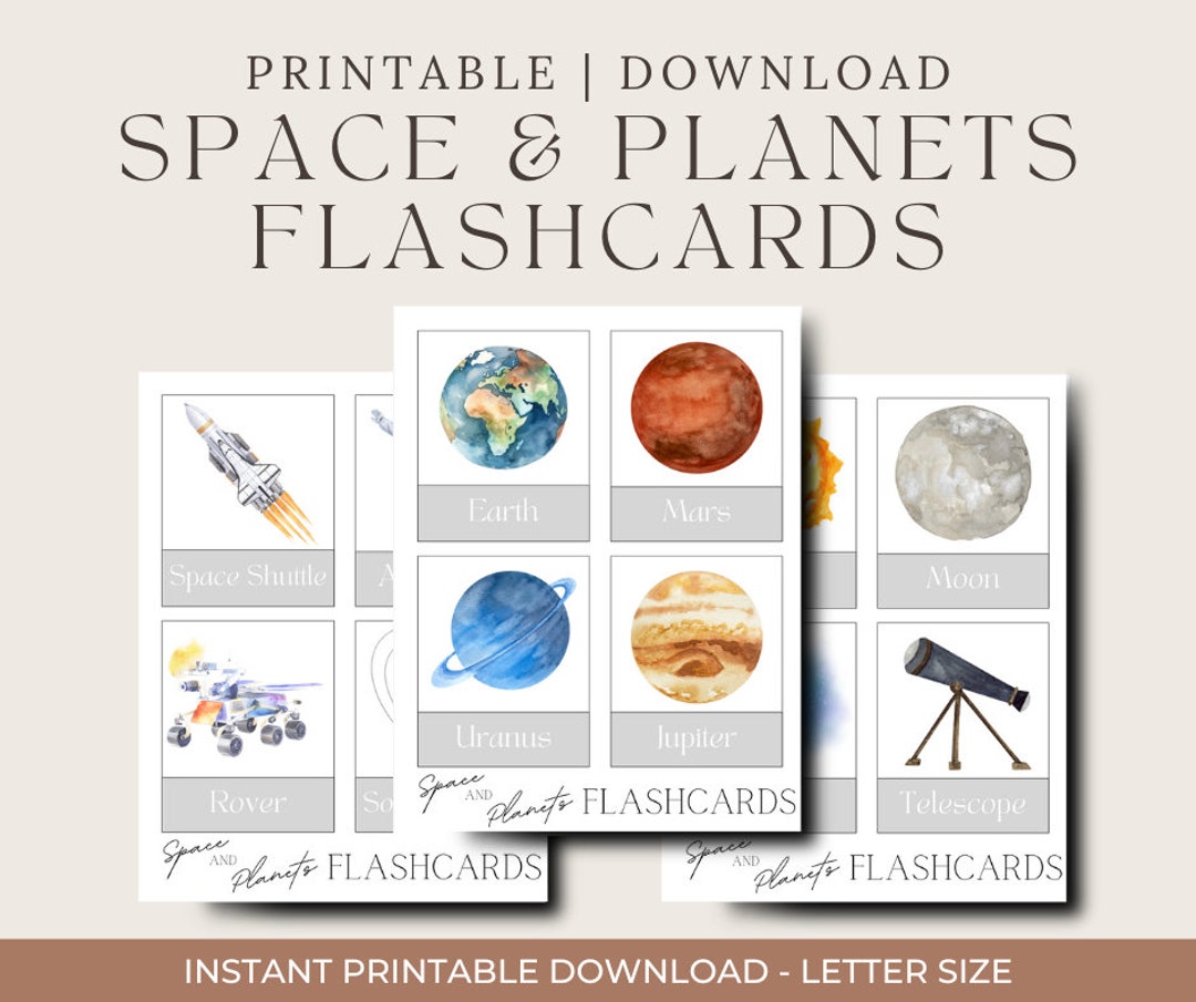 Space & Planets Flashcards - INSTANT DOWNLOAD - Printable - Homeschool ...