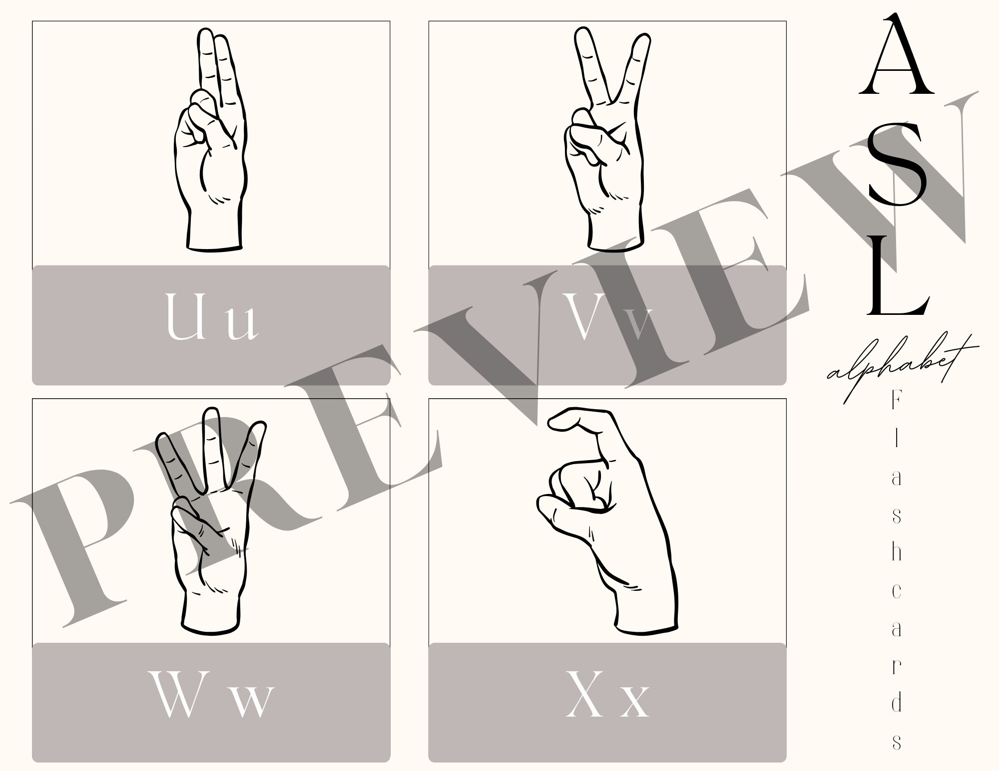 ASL Alphabet Flashcards - INSTANT DOWNLOAD - Printable - Homeschool ...