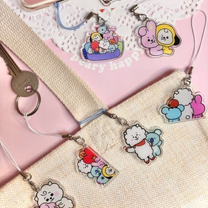 BTS BT21 Style Acrylic Keychain Keyring Phonecharm Cute Anime Cartoon ...