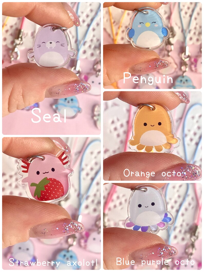 Squishmallow Style Acrylic Keychain Keyring Phonecharm Mini Handmade ...