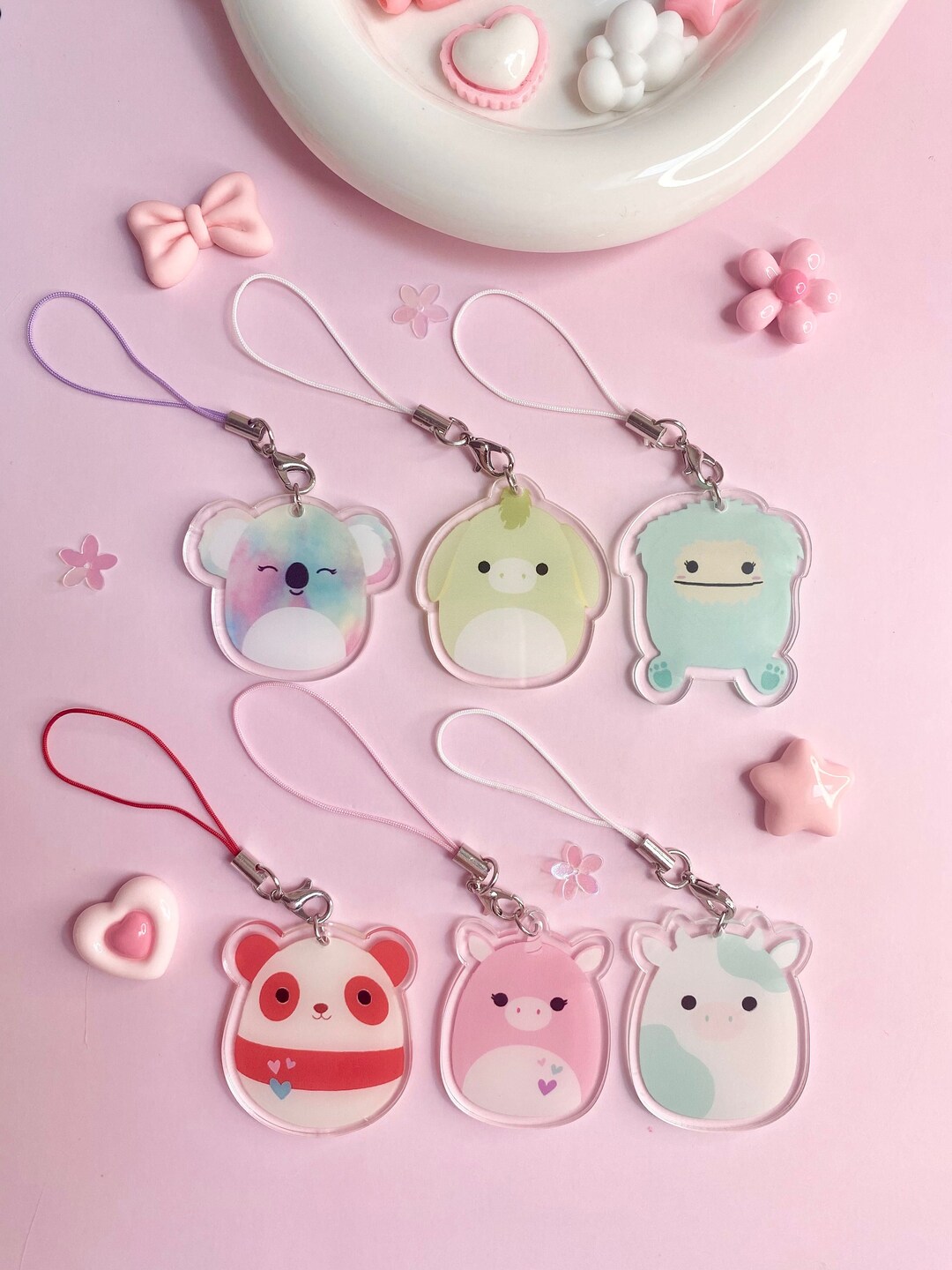 Cute Squishmallow Style Animal Friends Acrylic Keychain - Etsy