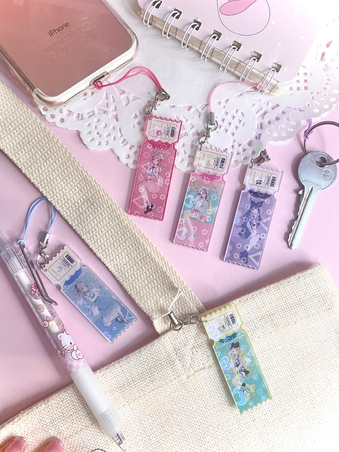 Cute Style Anime Girls Series Acrylic Keychain Keyring Phonecharm ...