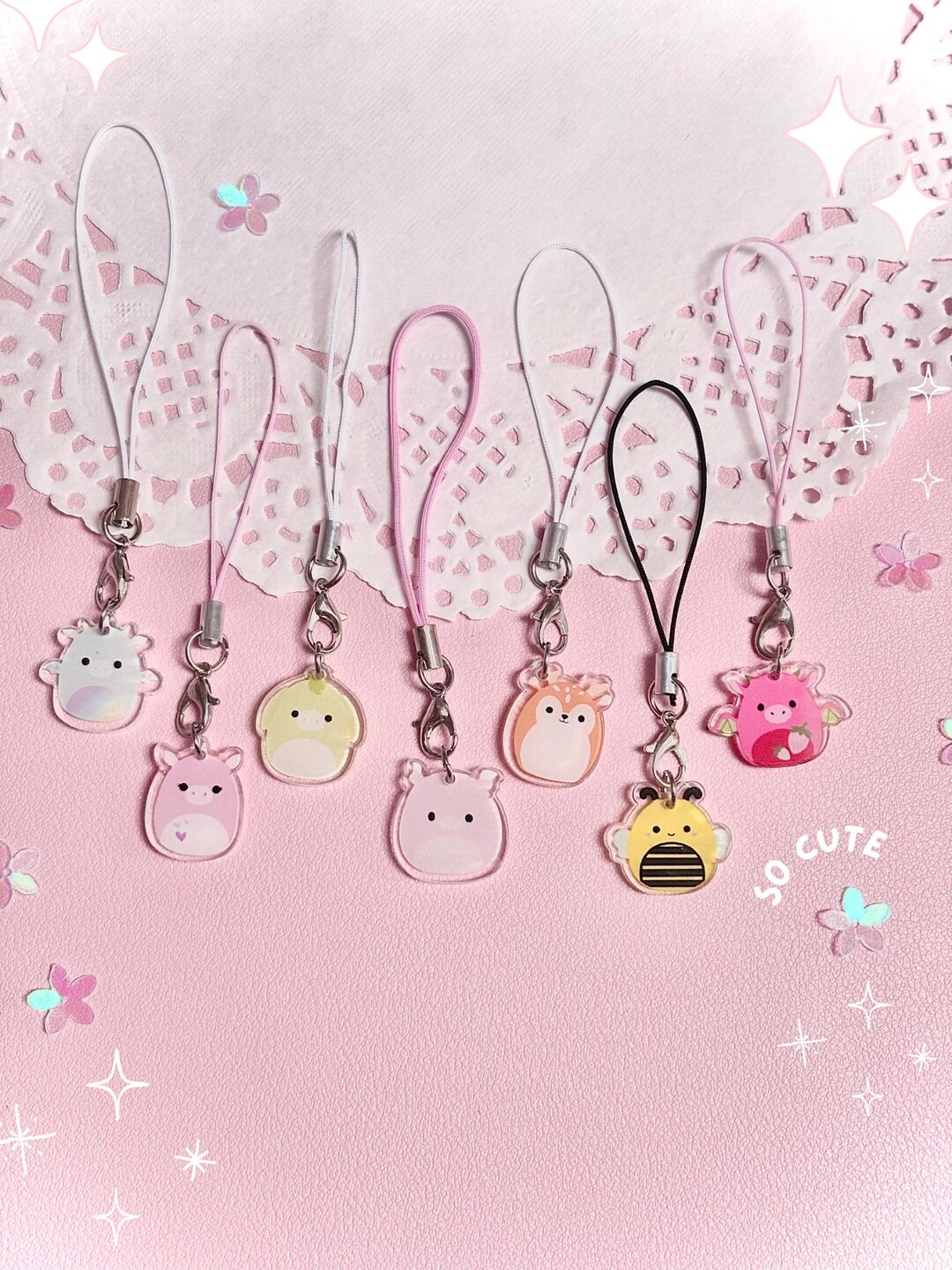 Squishmallow Style Acrylic Keychain Keyring Phonecharm Mini Handmade ...