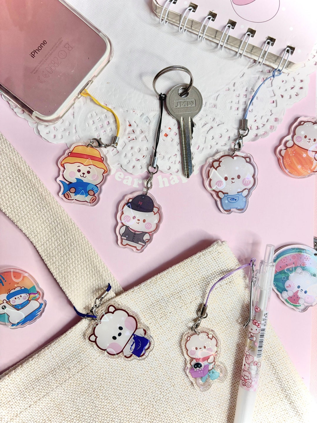 BT21 RJ Style BTS K-pop Series Acrylic Keychain Keyring Phonecharm ...