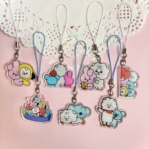BTS BT21 Style Acrylic Keychain Keyring Phonecharm Cute Anime Cartoon ...