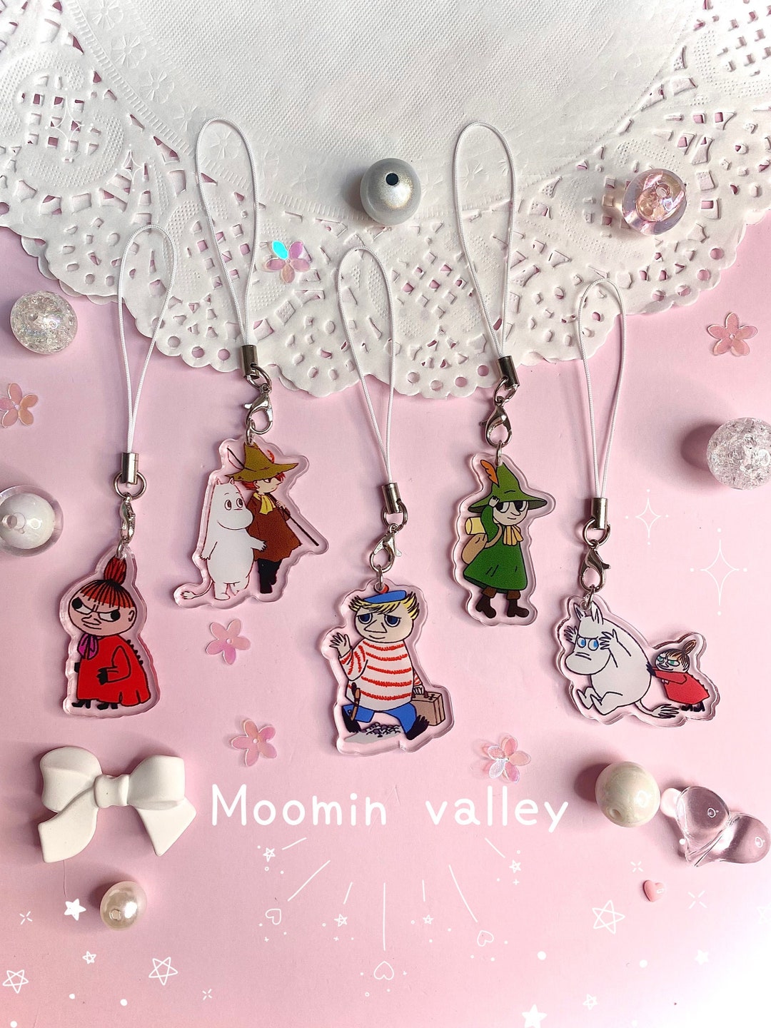 Cute Moomin Valley Style Acrylic Keychain Keyring Phonecharm Handmade ...