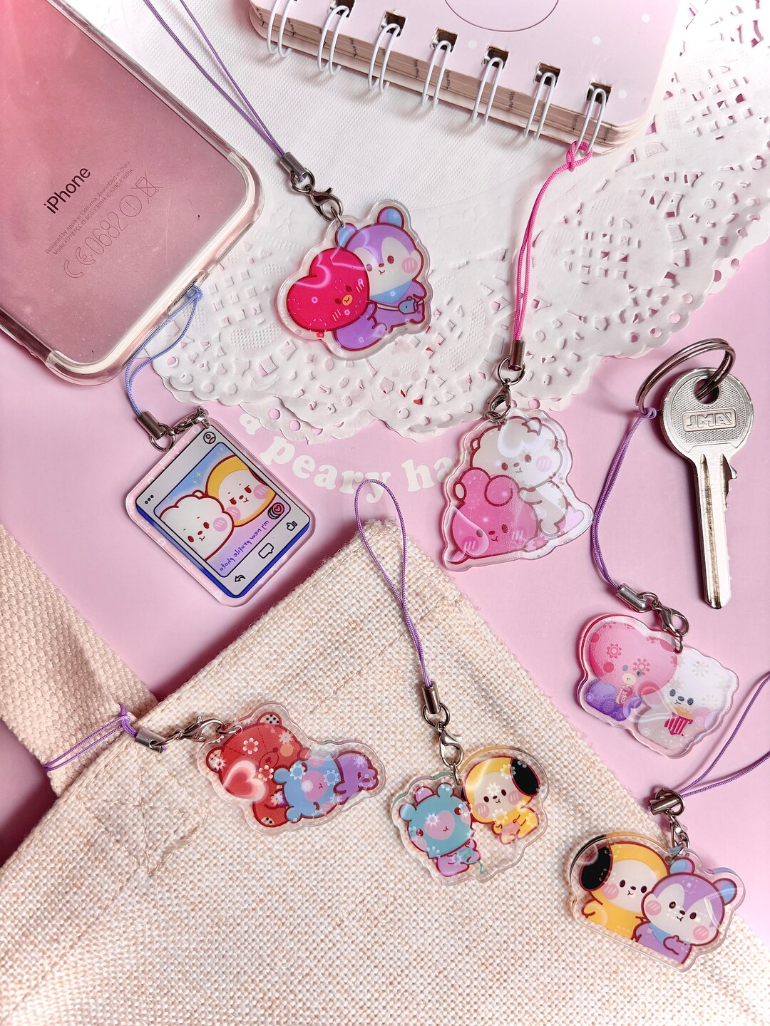 Cute BTS BT21 Style Acrylic Keychain Keyring Phonecharm Cute Anime ...
