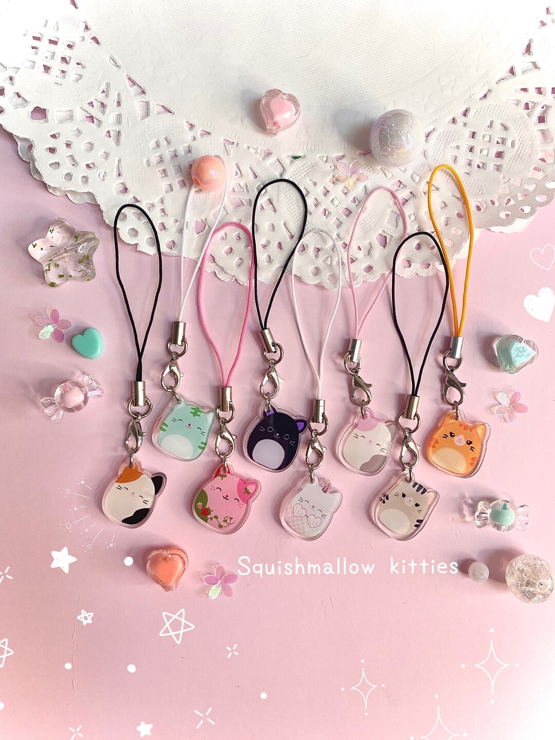 Squishmallow Style Kitty Cats Acrylic Keychain Keyring - Etsy