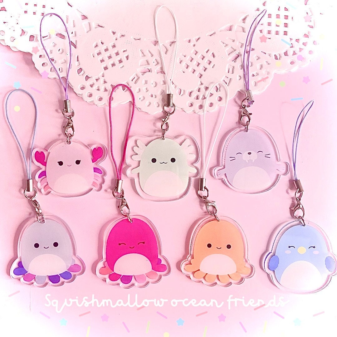 Squishmallow Style Ocean Friends Acrylic Keychain Keyring/ Phonecharm ...
