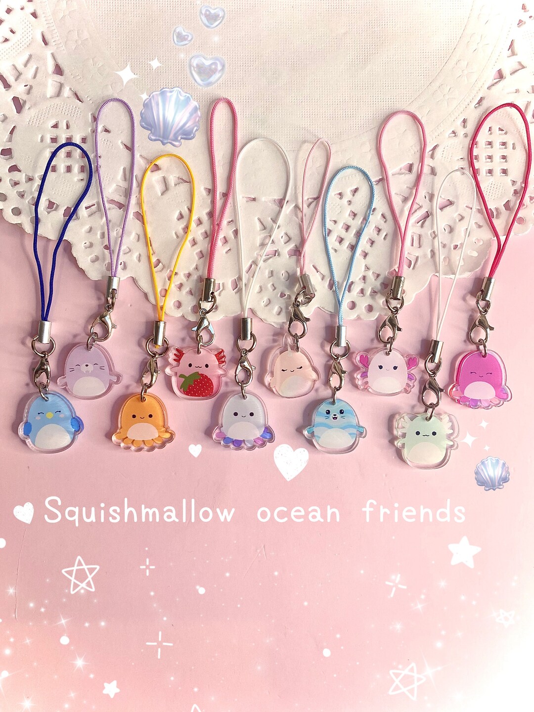 Squishmallow Style Acrylic Keychain Keyring Phonecharm Mini Handmade ...