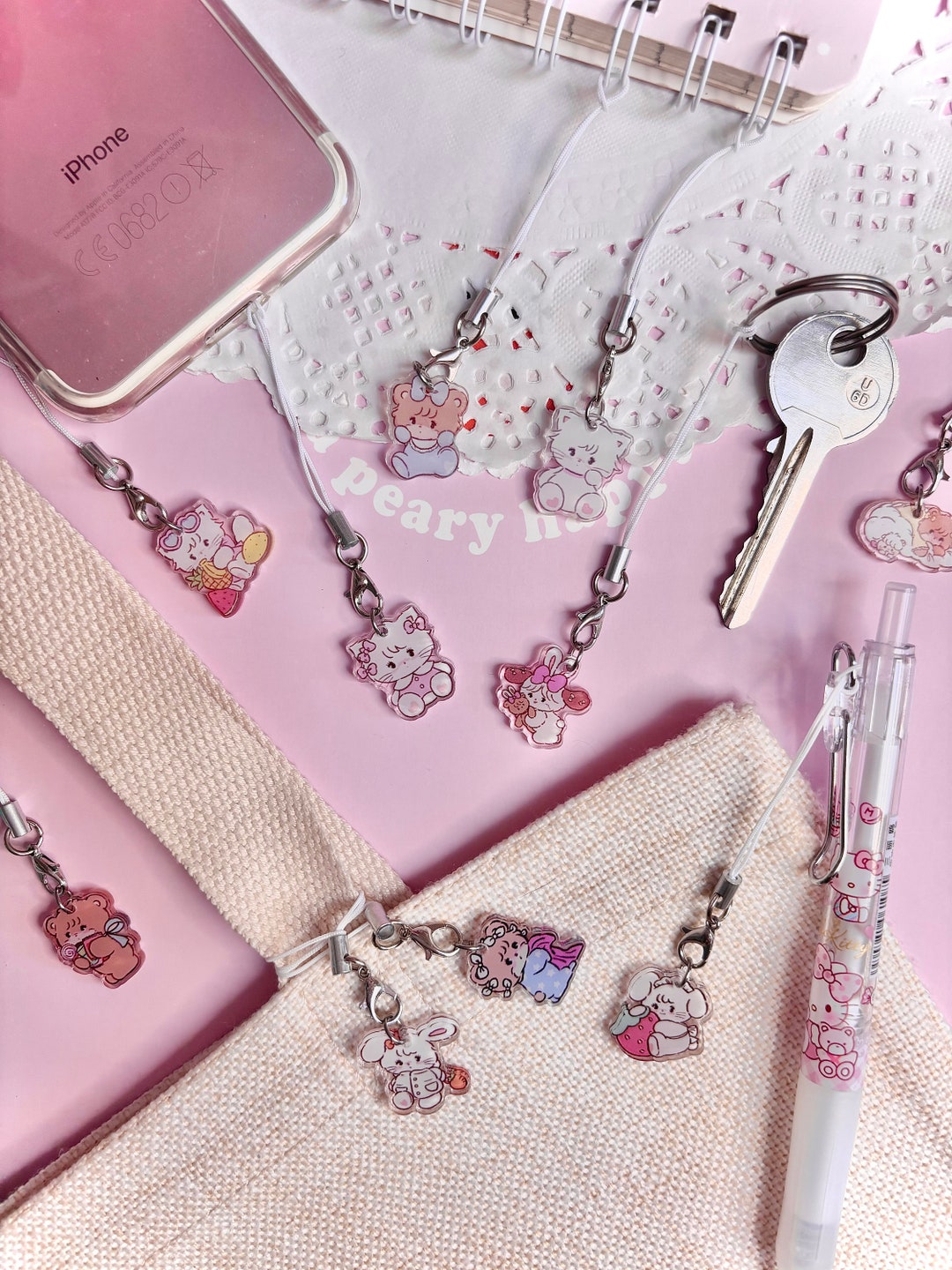 Kawaii Mikko Illustrations Style Mini Acrylic Keychain Keyring ...