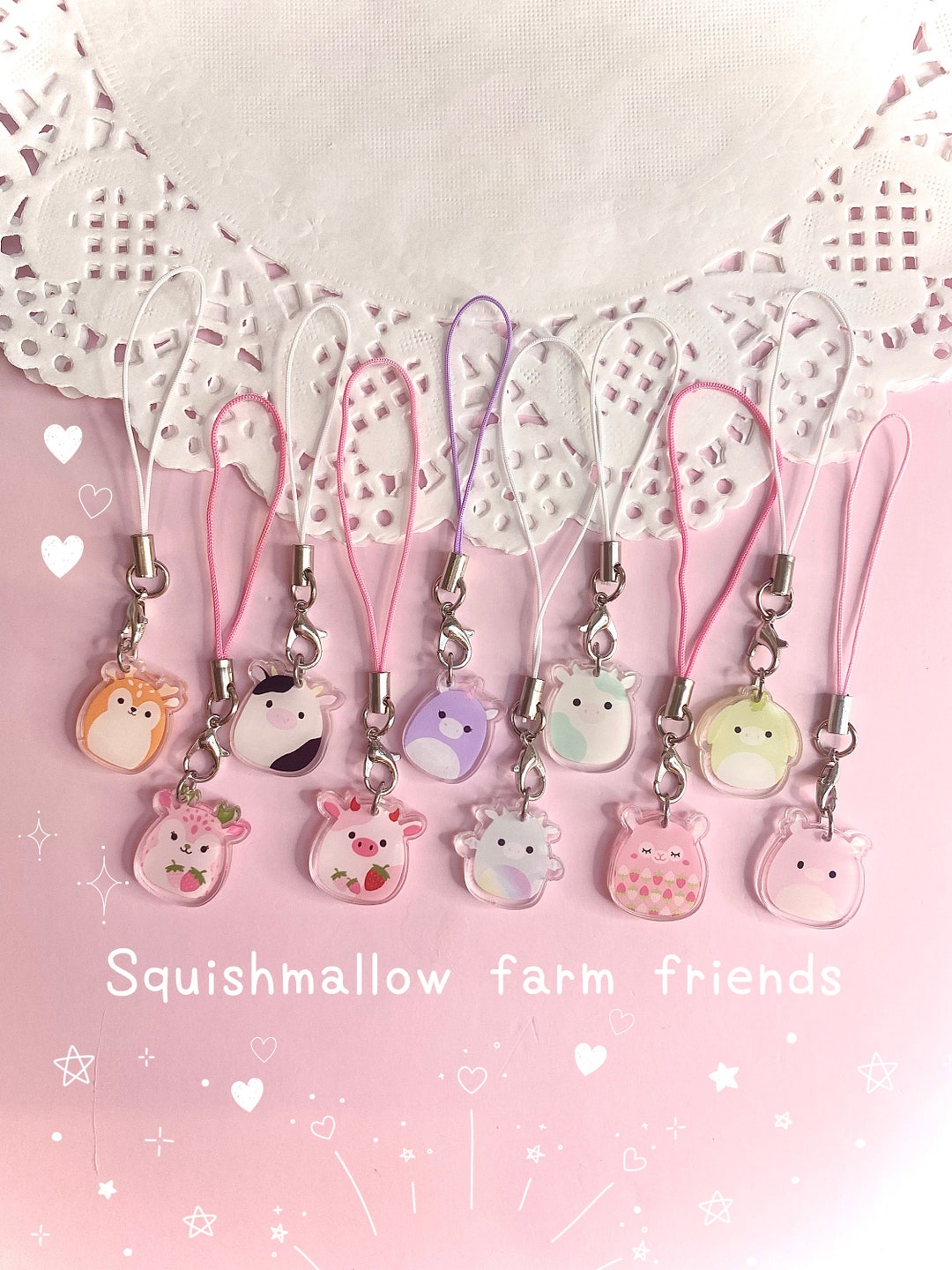 Squishmallow Style Acrylic Keychain Keyring Phonecharm Mini Handmade ...