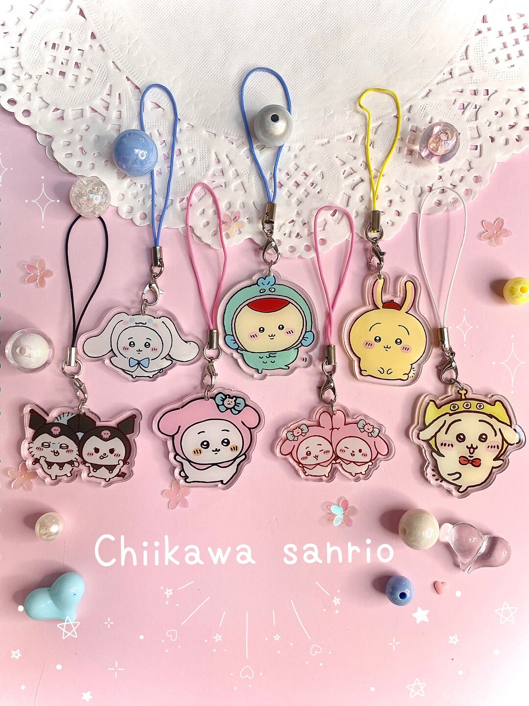 Cute Chiikawa Sanrio Style Series Acrylic Keychain Keyring Phonecharm ...