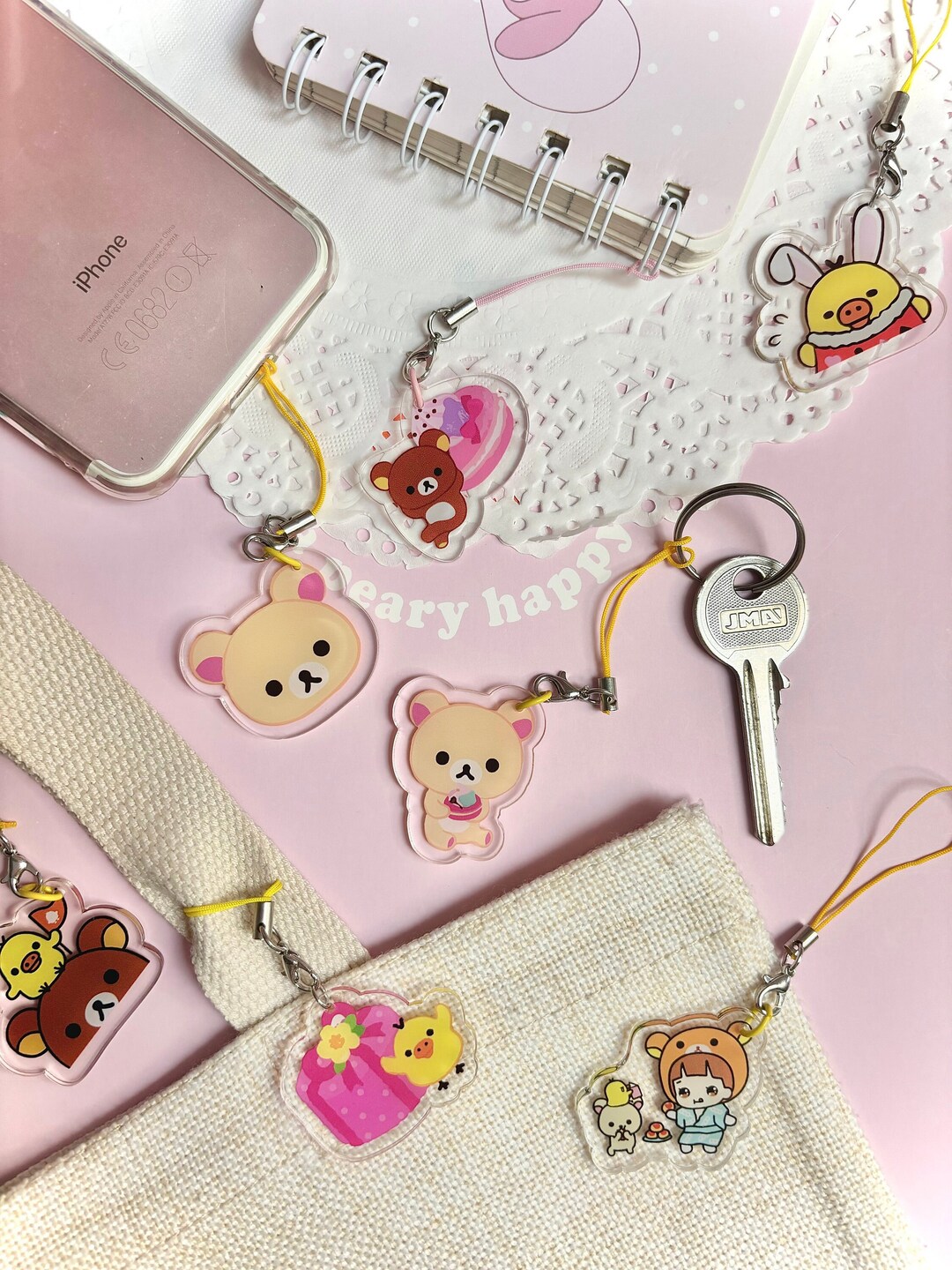 Cute San-x Rilakkuma Family Style Acrylic Keychain Keyring Phonecharm ...