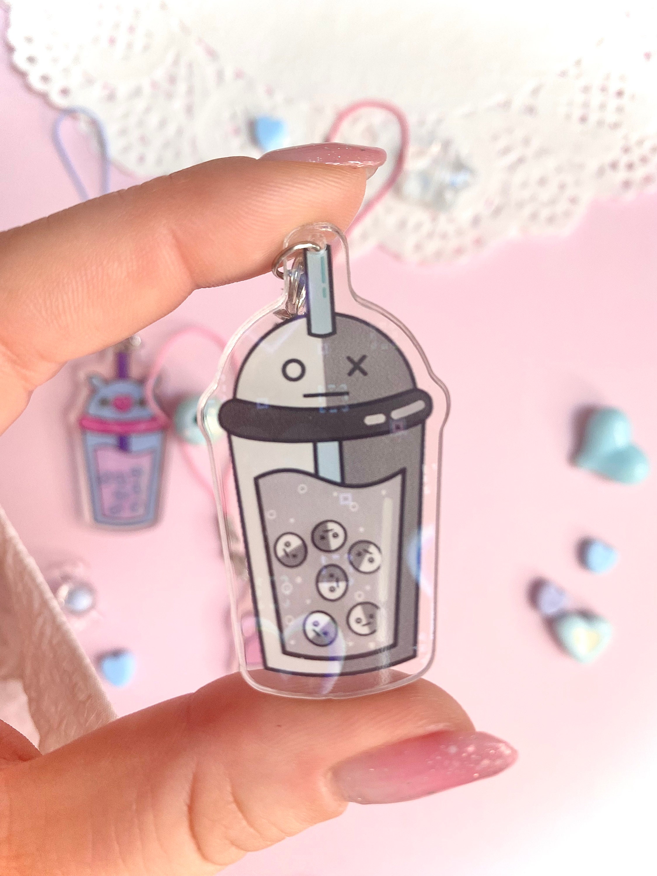 BT21 Style Boba Tea BTS K-pop Series Acrylic Keychain Keyring - Etsy