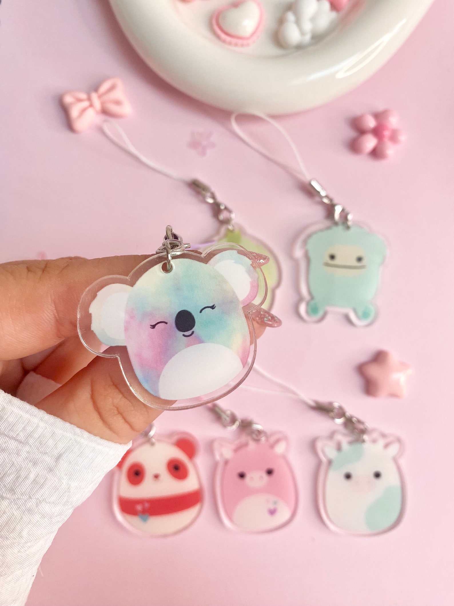 Cute Squishmallow Style Animal Friends Acrylic Keychain - Etsy