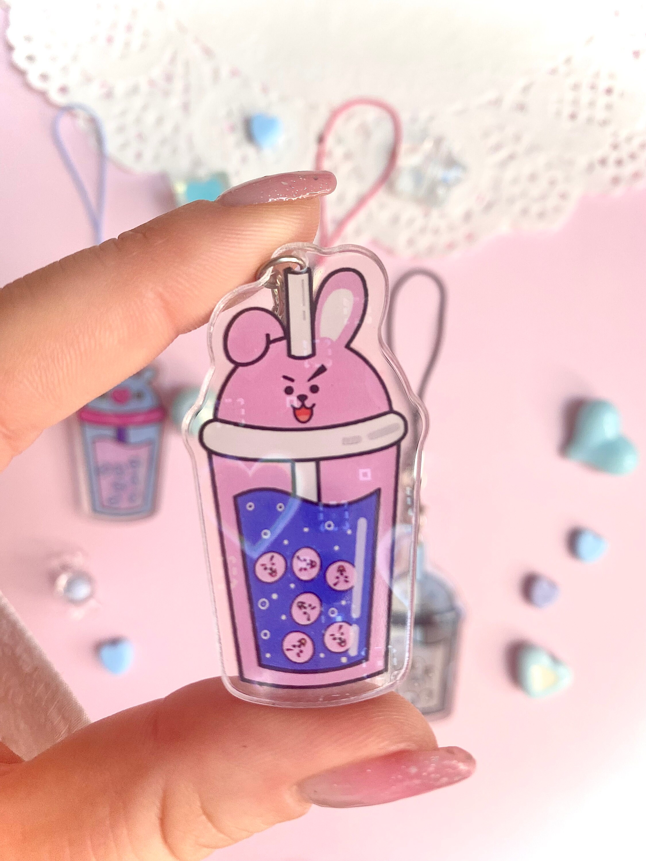 BT21 Style Boba Tea BTS K-pop Series Acrylic Keychain Keyring - Etsy