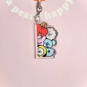 BTS BT21 Style Acrylic Keychain Keyring Phonecharm Cute Anime Cartoon ...