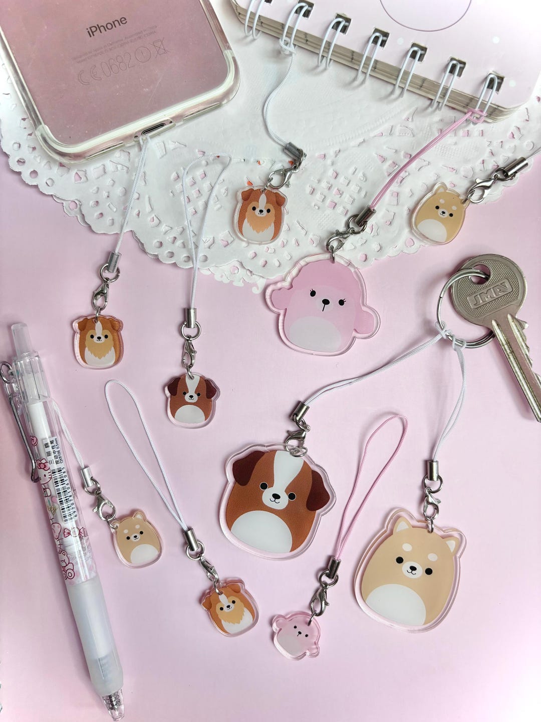 Kawaii Dog Squish Style Keychain Keyring Bag Accessory Phone Charm ...