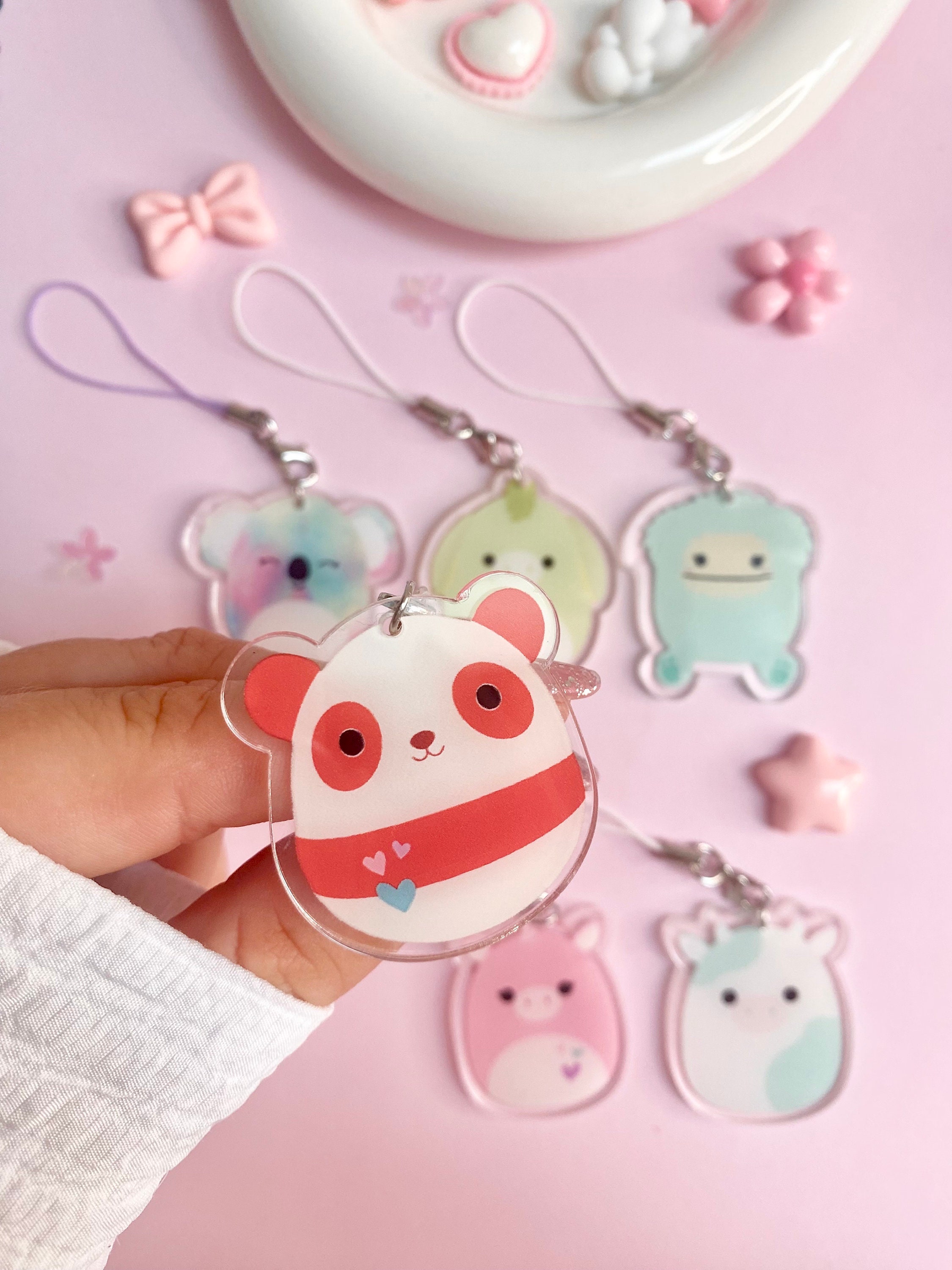 Cute Squishmallow Style Animal Friends Acrylic Keychain - Etsy