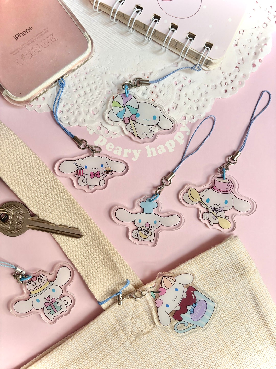 Cute Style Cinna Sweet Acrylic Keychain Keyring Phonecharm Handmade ...