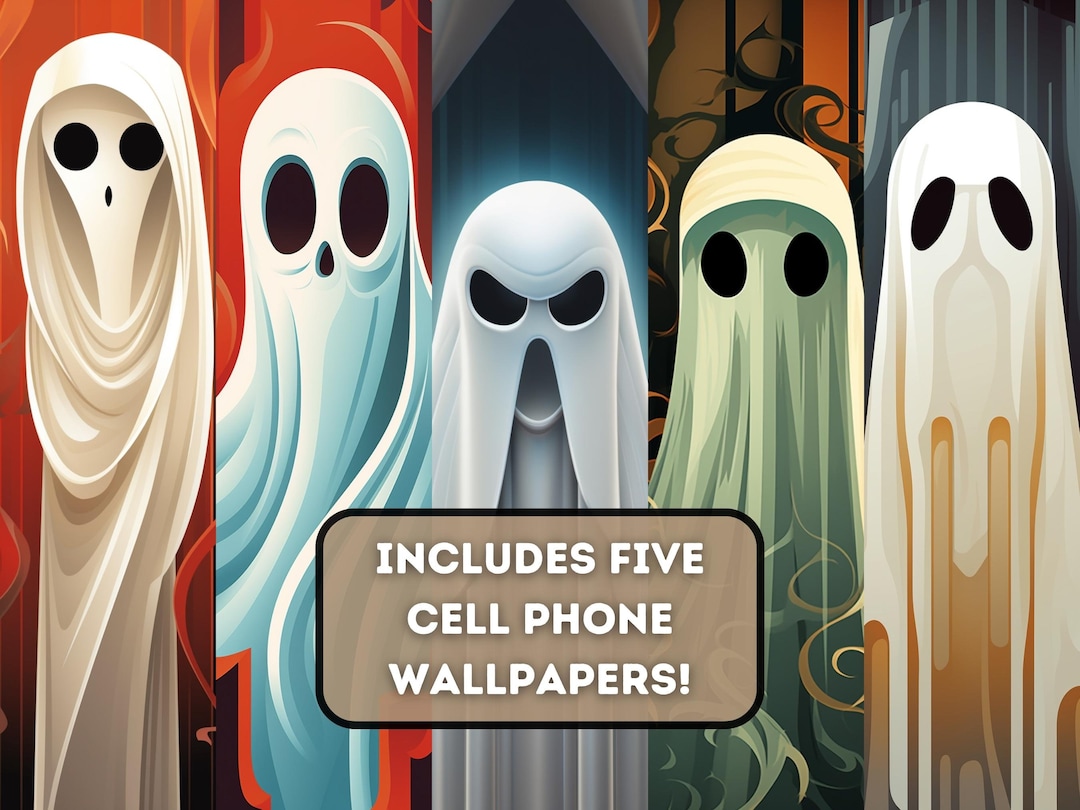 Spooky Ghost Art Deco Cell Phone Wallpaper Phone Background Halloween Background Spooky ...