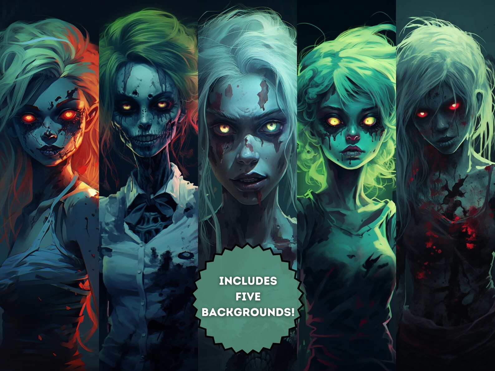 Undead Elegance: Dark-toned Cartoon Zombie Girl Mobile Phone Art ...