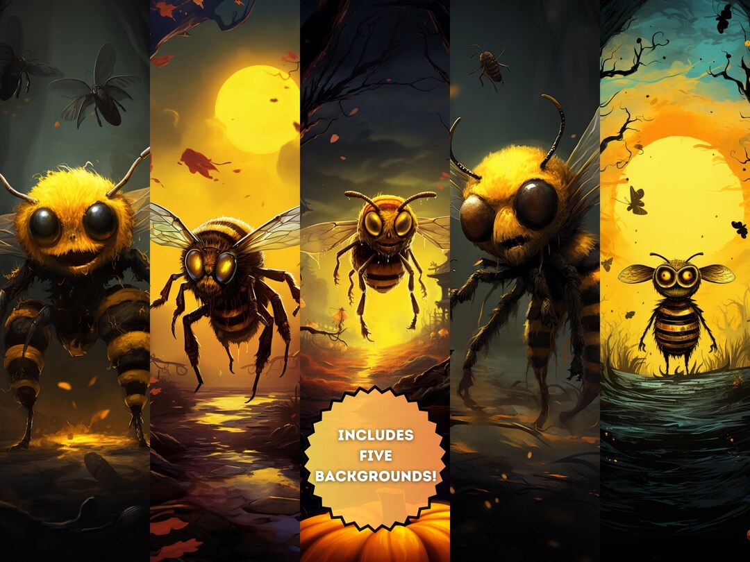 Psychedelic Buzz: Deranged Cartoon Bee Mobile Wallpapers/backgrounds - Etsy