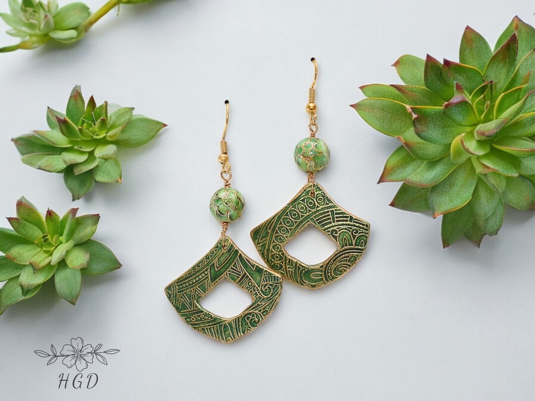 Molokai Magic Hand-sculpted Gold Bronze Earrings, Tropical Earrings ...