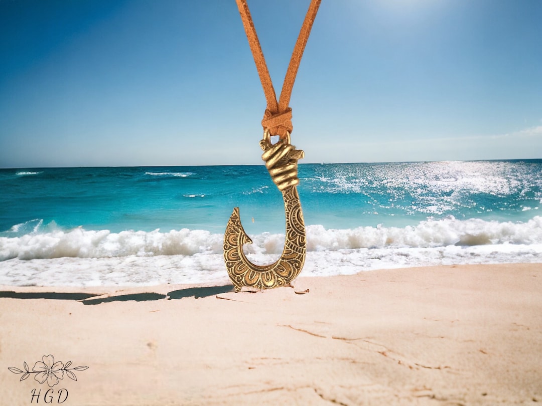 Hooked on Maui Hand Sculpted Gold Bronze Pendant With Brown Suede Cord, Original Hula Girl ...