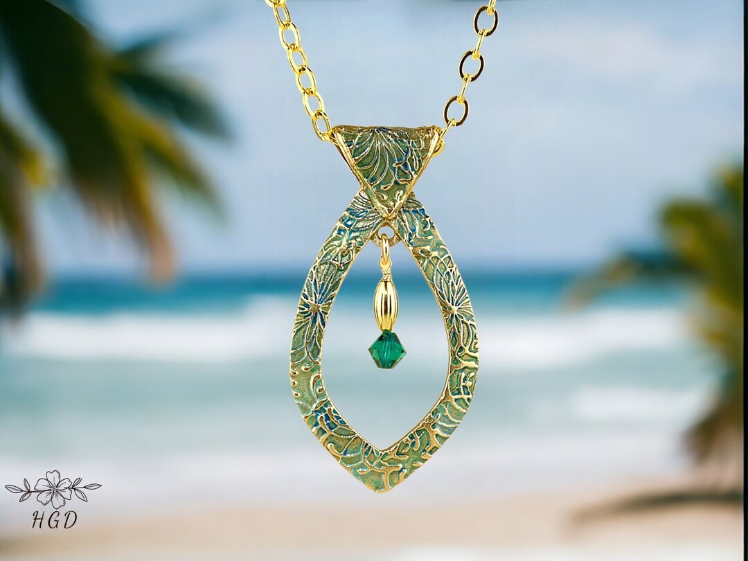 Paradise Whisper Hand Sculpted Gold Bronze Necklace on Gold Chain ...