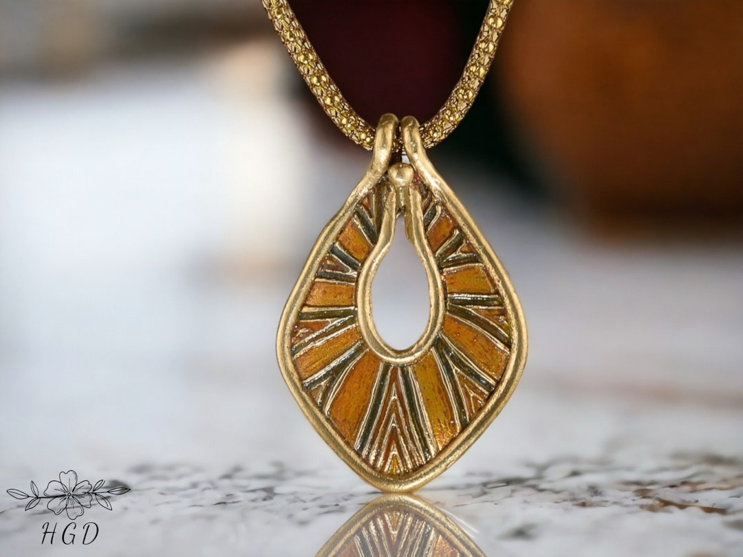 Tiki Treasure Hand-sculpted Red Bronze Tribal Pendant on Knitted Cord ...