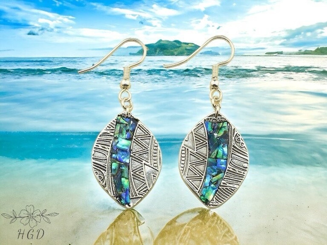 Azure Seas- Sculpted Fine Silver Earrings, Hawaiian Earrings, Paua ...