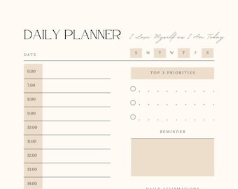 Beige Brown Minimal Daily Planner - Etsy