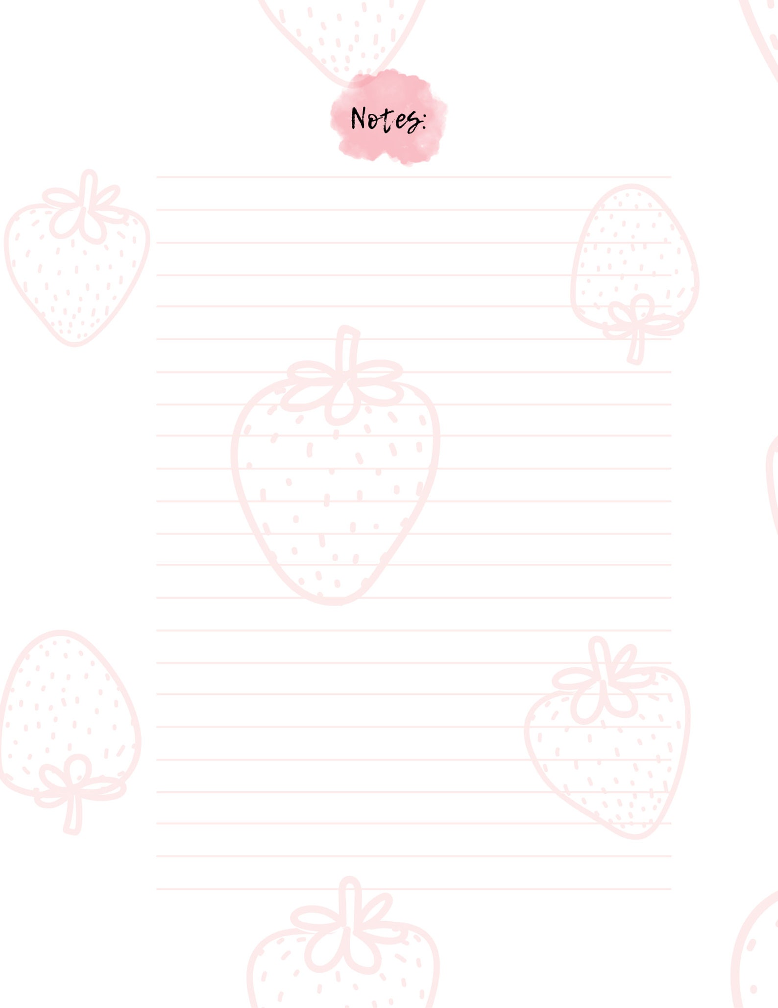 Cute Strawberry Notebook Paper - Etsy