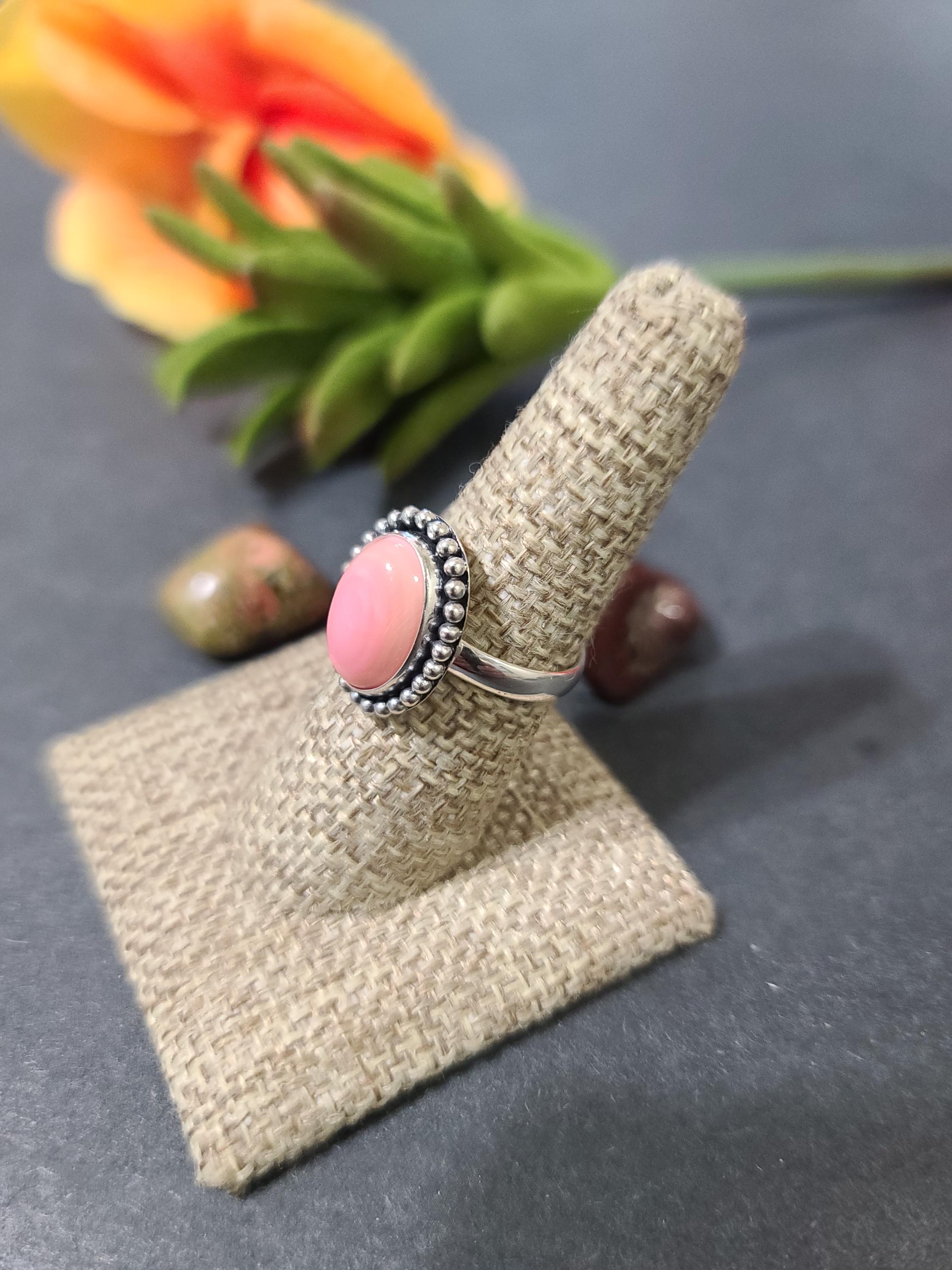 Conch Shell Ring/pink Conch Shell Ring/sterling Silver Ring/pink Conch Shell Ring/large Small ...