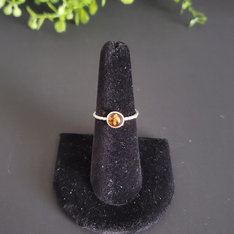 Amber Silver Nature Ring - Etsy