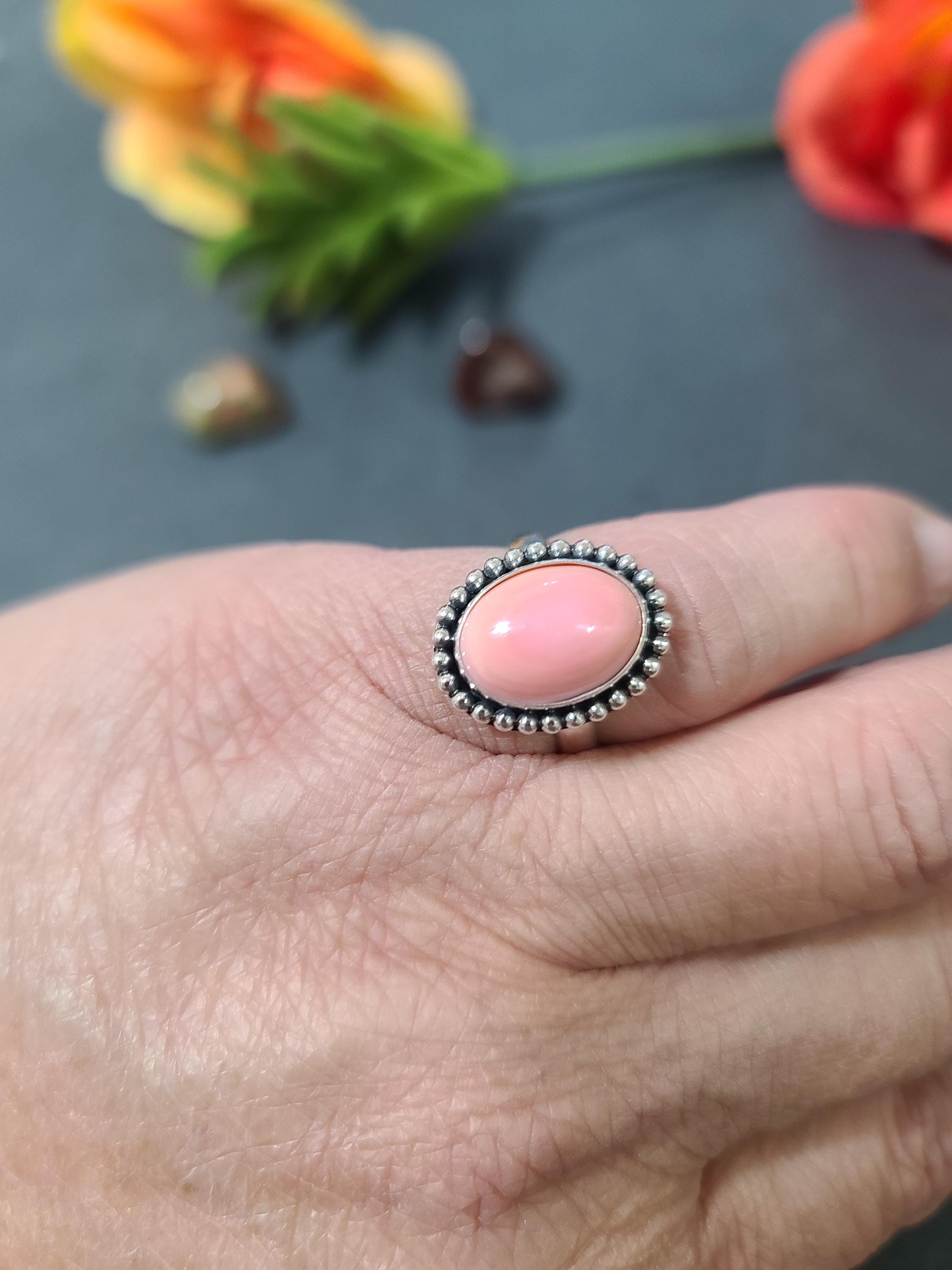 Conch Shell Ring/pink Conch Shell Ring/sterling Silver Ring/pink Conch Shell Ring/large Small ...