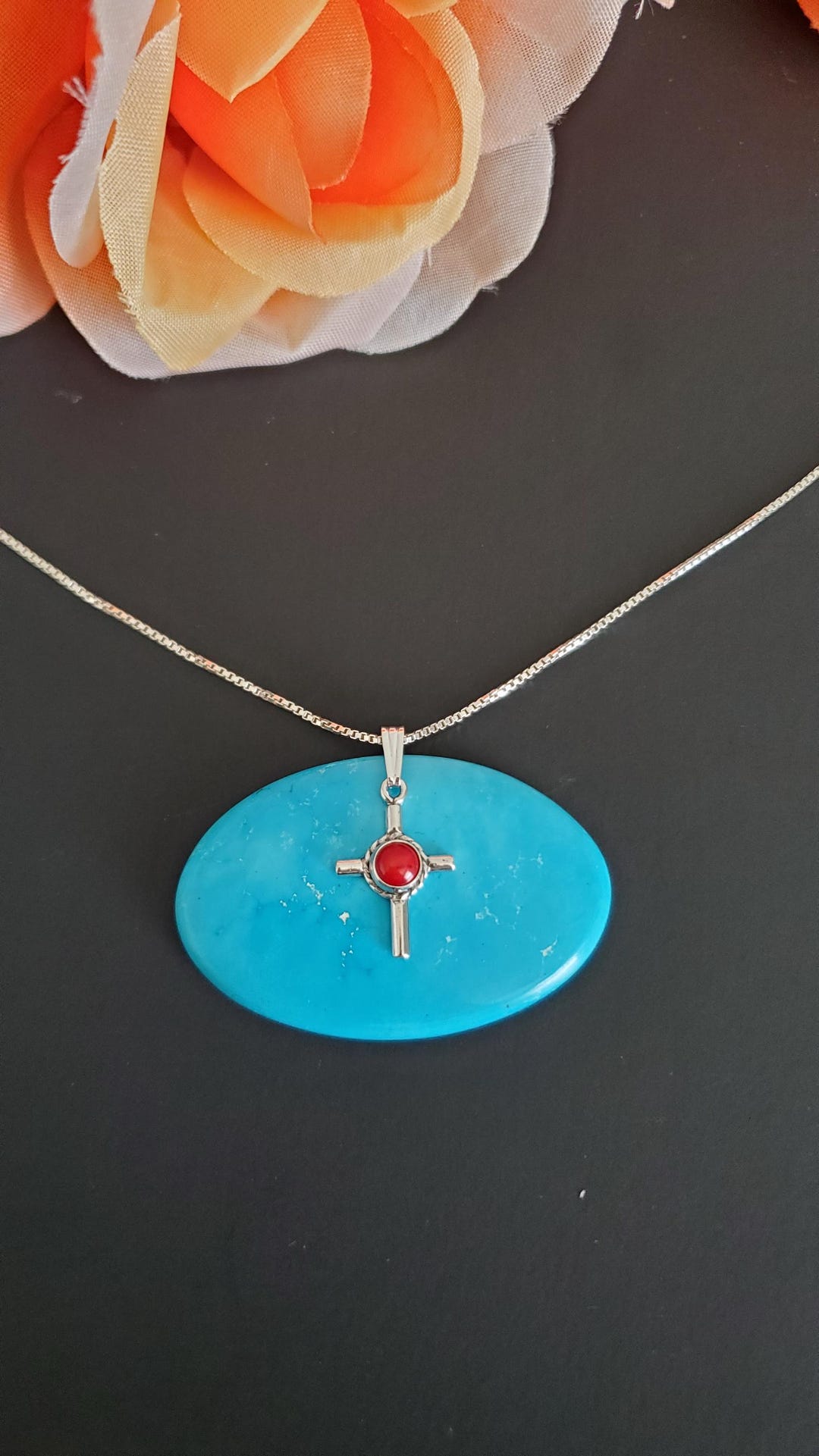 Dainty Red Coral Cross Necklace/ Small Coral Cross Pendant Necklace ...