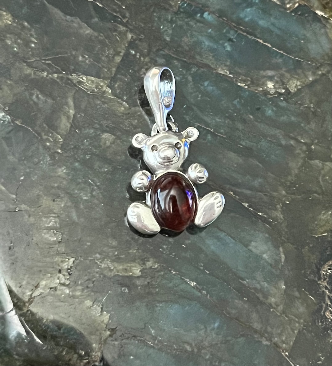 Dainty Amber Bear Pendant - Teddy Bear Pendant - Amber Pendant - Gift ...