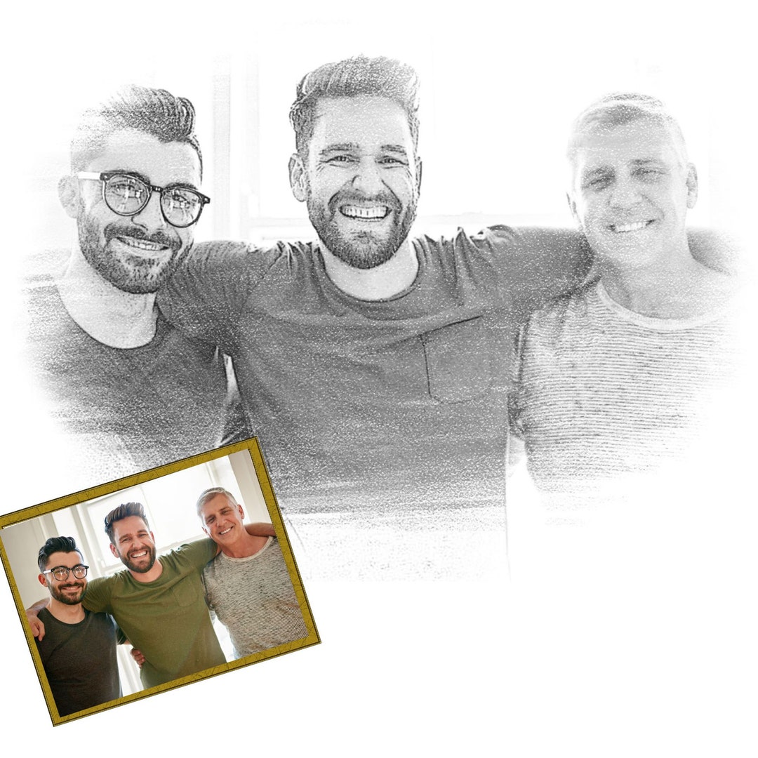 Personalized Boys Group Pencil Drawing Capture Fun Memories - Etsy
