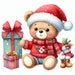 Merry Christmas Teddy Bear Watercolor Set, Digital Download for Card ...