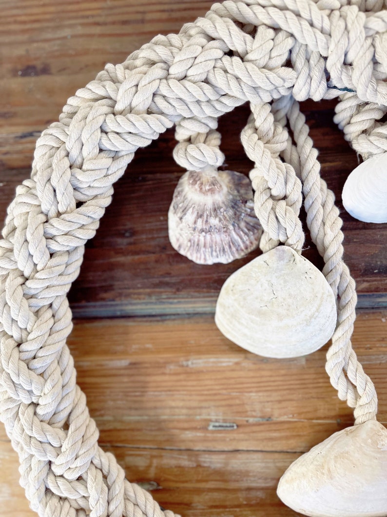 Nautical Rope Wreath With Seashell Accents for Coastal Inspired Home ...