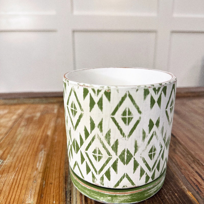 White Geometric Pot - Etsy