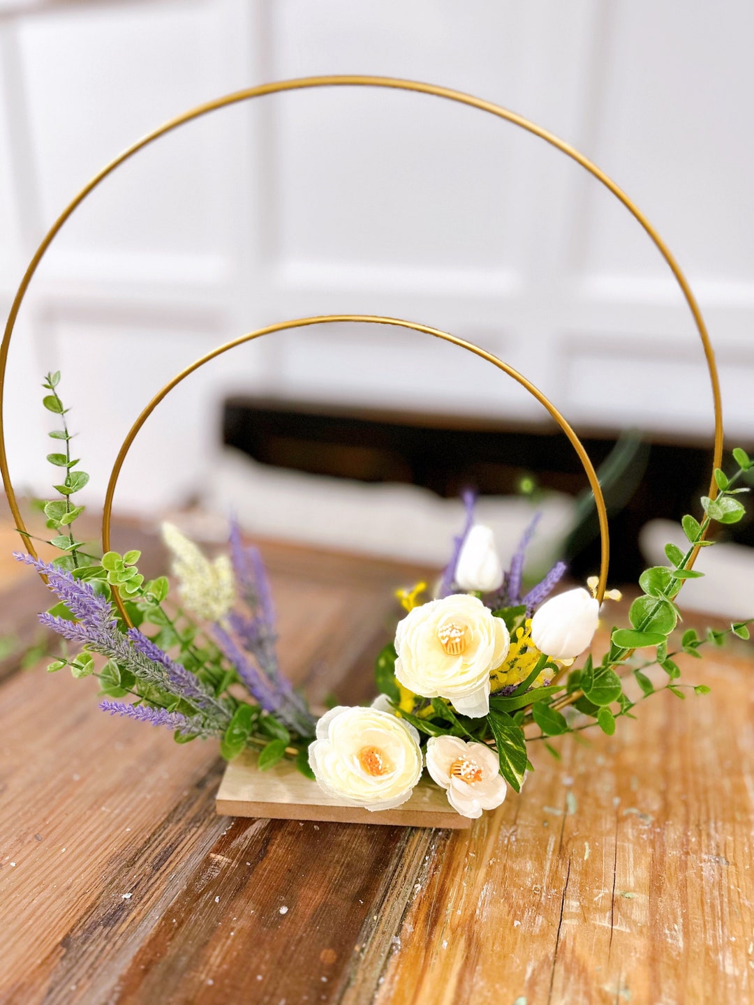 Modern Elegance Double Ring Floral Display | All-season Tabletop Decor ...