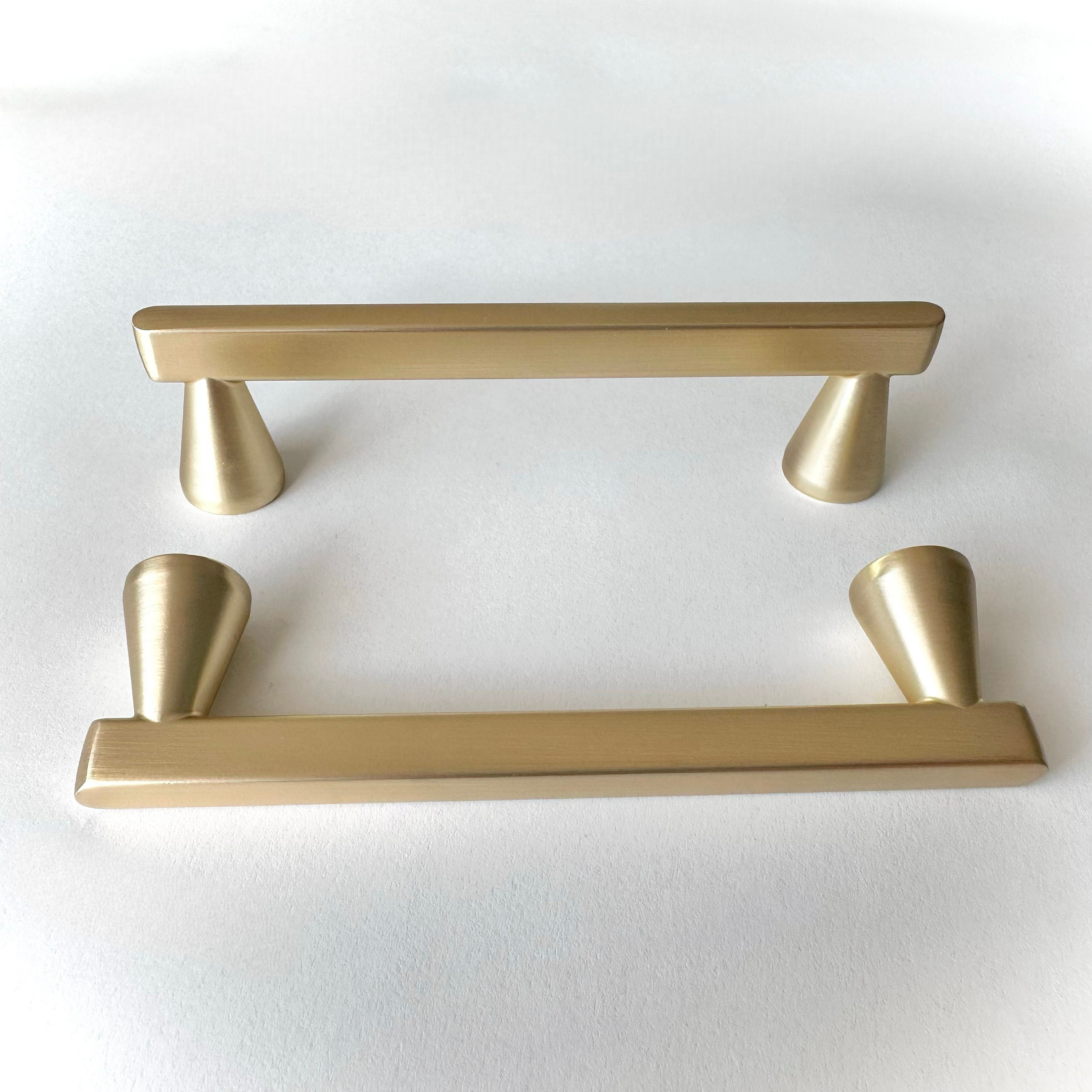 Matte Square Bar Drawer Handles Kitchen, Matte Brushed Brass, Cabinet ...